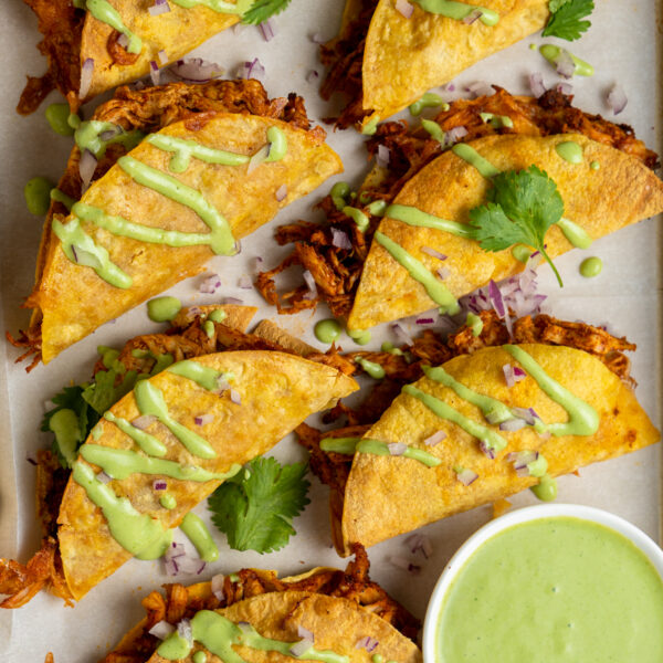 Air Fryer Mini Tacos with Chicken and Ricotta Crema - Oh Snap Macros