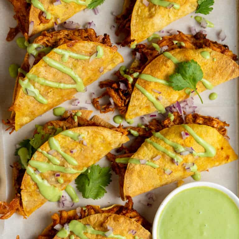 Air Fryer Mini Tacos with Chicken and Ricotta Crema - Oh Snap Macros