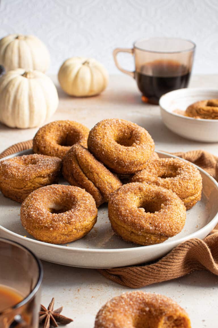 Baked Pumpkin Mini Donuts (with 2 ingredient batter) - Oh Snap Macros