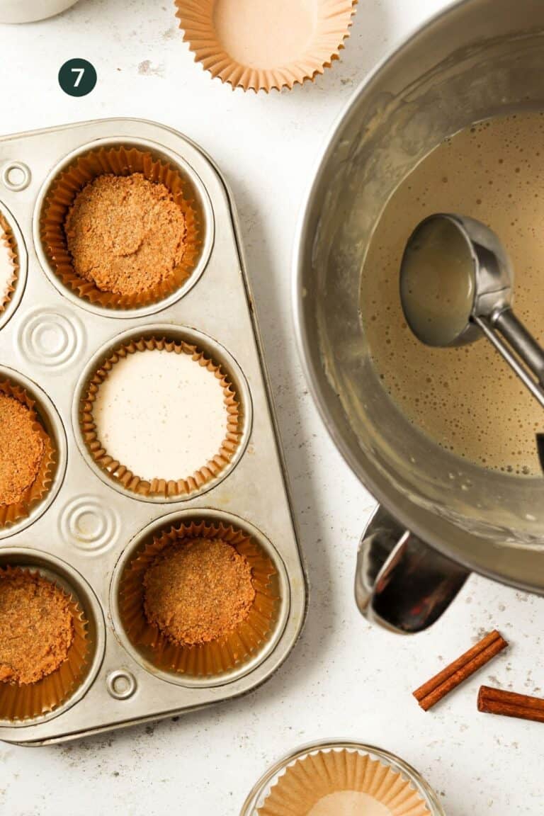 Mini Eggnog Cheesecakes with Graham Cracker Crust - Oh Snap Macros