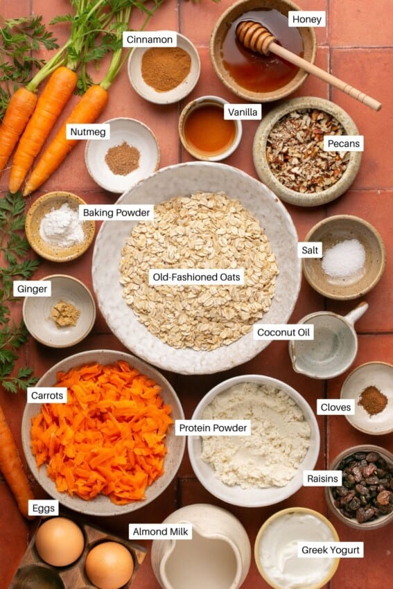 Carrot Cake Baked Oats with Protein Frosting - Oh Snap Macros