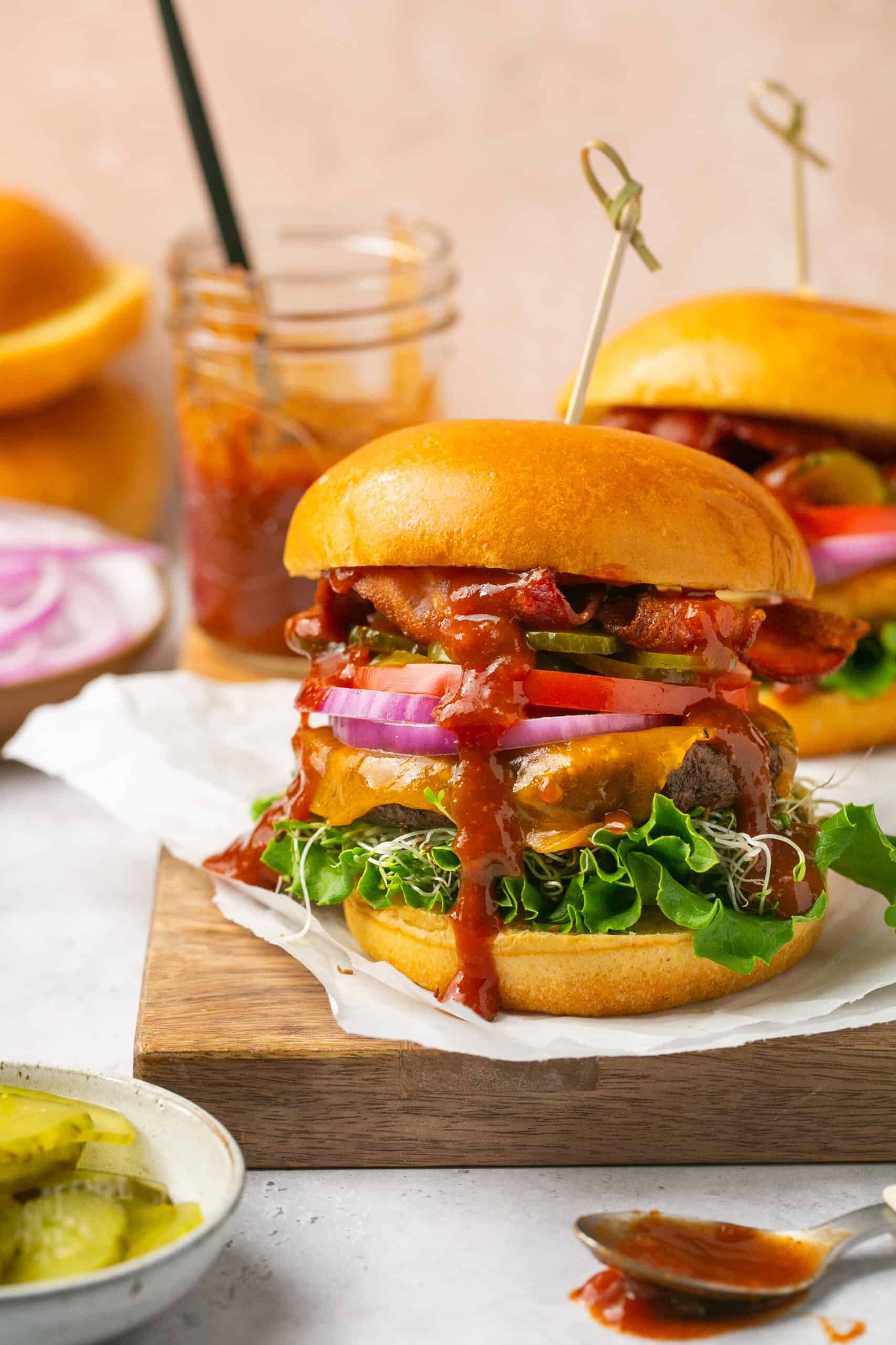 Frozen BBQ Bacon Burgers in the Air Fryer - Oh Snap Macros