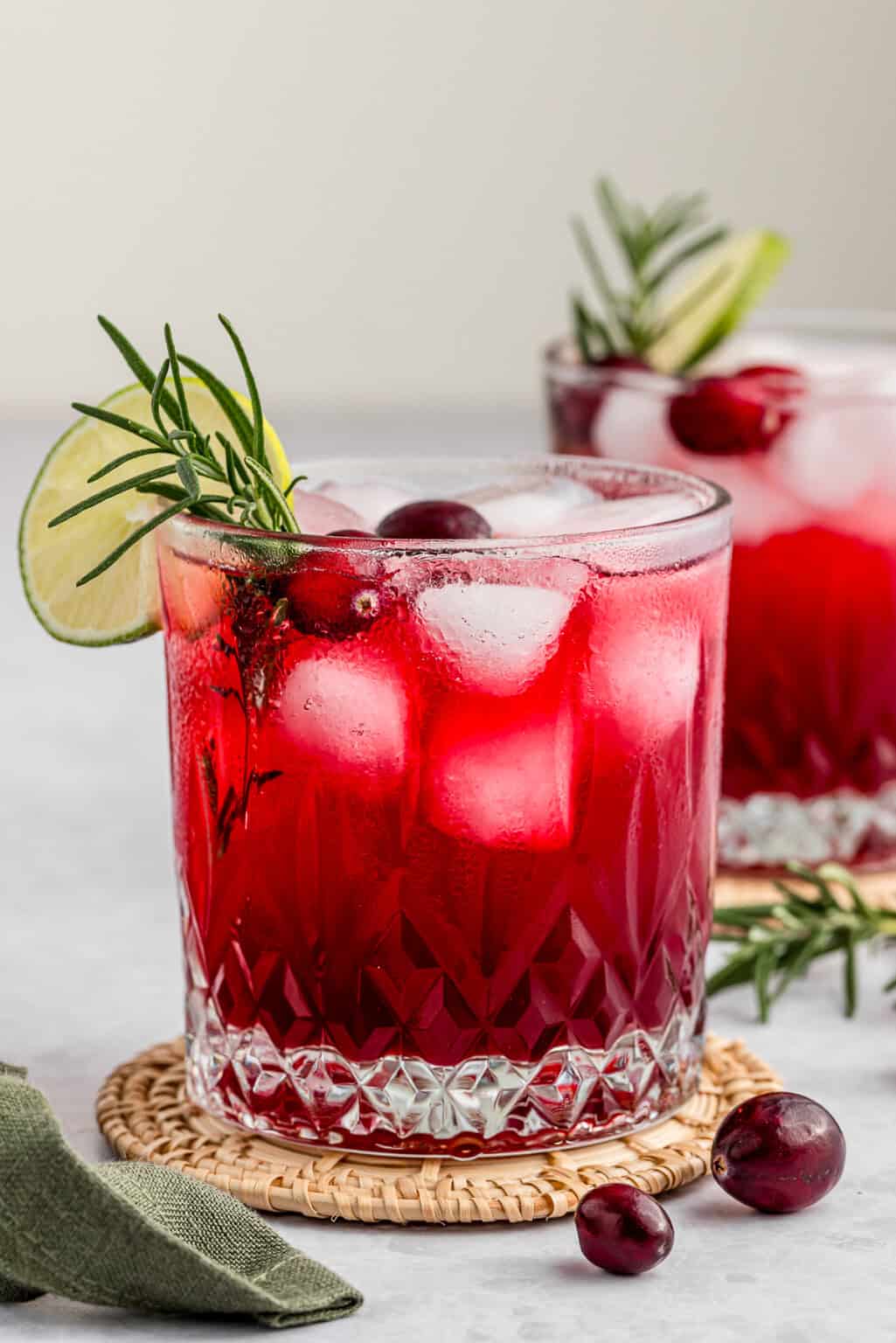 Cranberry Lime Mocktail with Easy Rosemary Simple Syrup - Oh Snap Macros