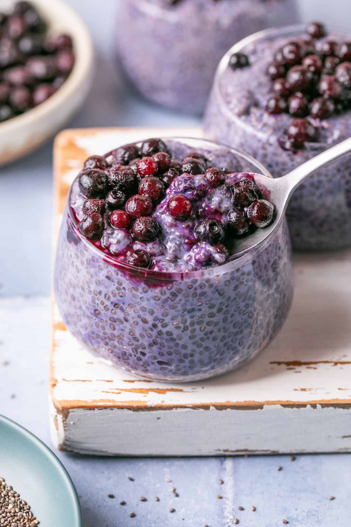 Wild Blueberry Chia Seed Pudding - Oh Snap Macros