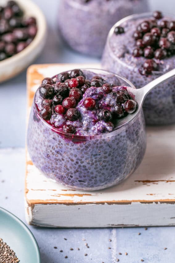 Wild Blueberry Chia Seed Pudding - Oh Snap Macros