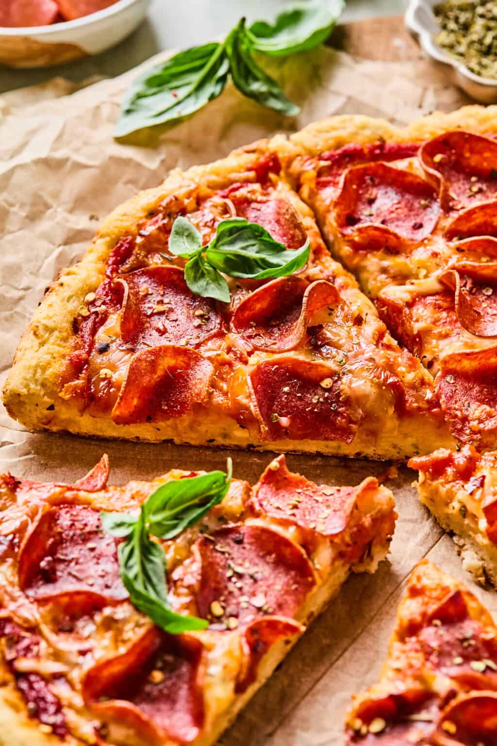 Skillet Pepperoni Pizza with Cottage Cheese Crust - Oh Snap Macros